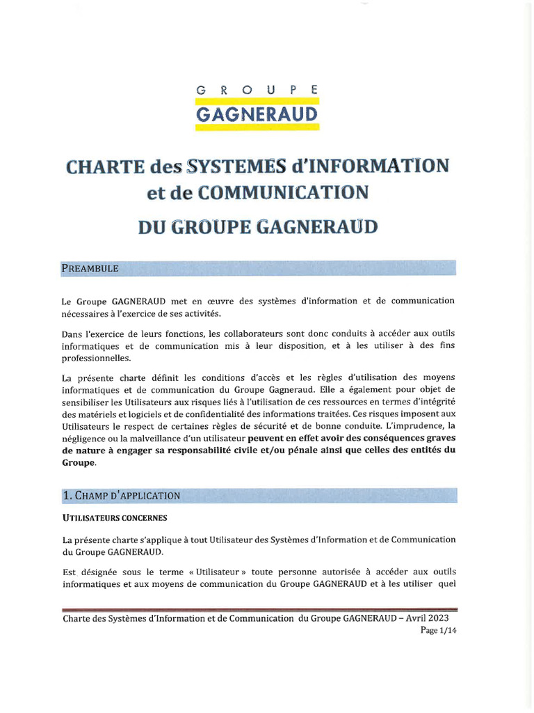 Charte Informatique Groupe | PDF
