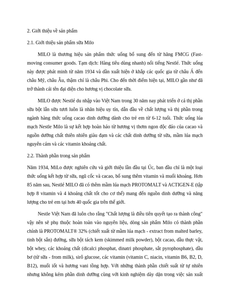 giới thiệu sp milo | PDF