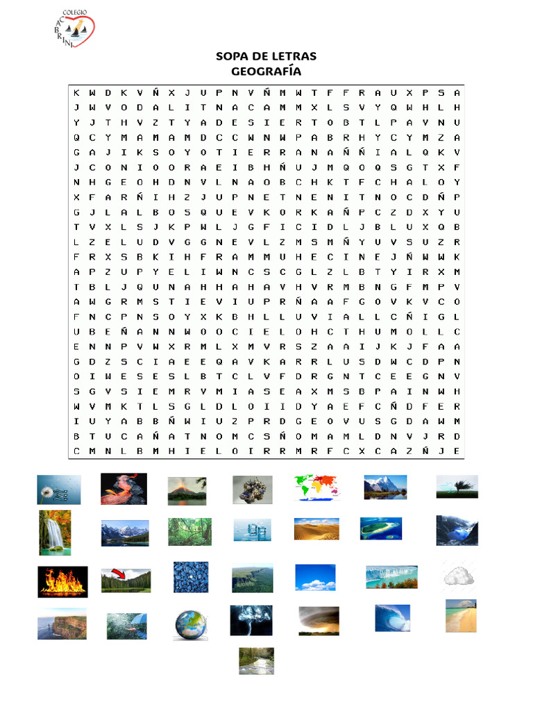 SOPA DE LETRAS GEOGRAFÍA 2 Completa | PDF