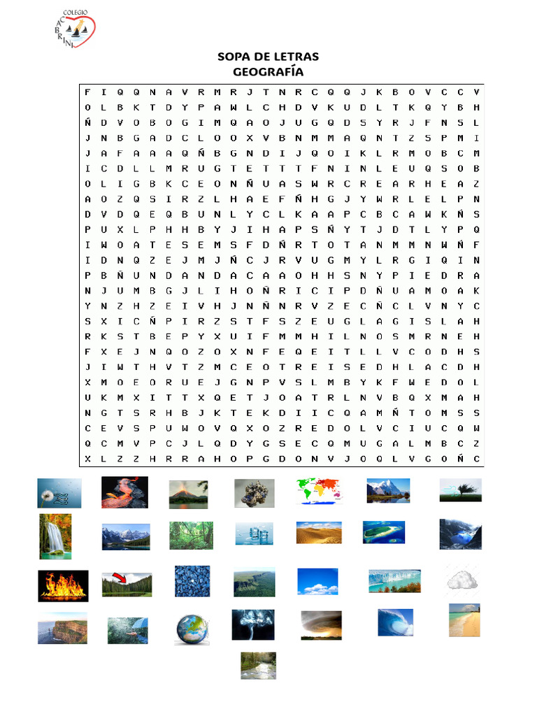 SOPA DE LETRAS GEOGRAFÍA 1 Completa | PDF