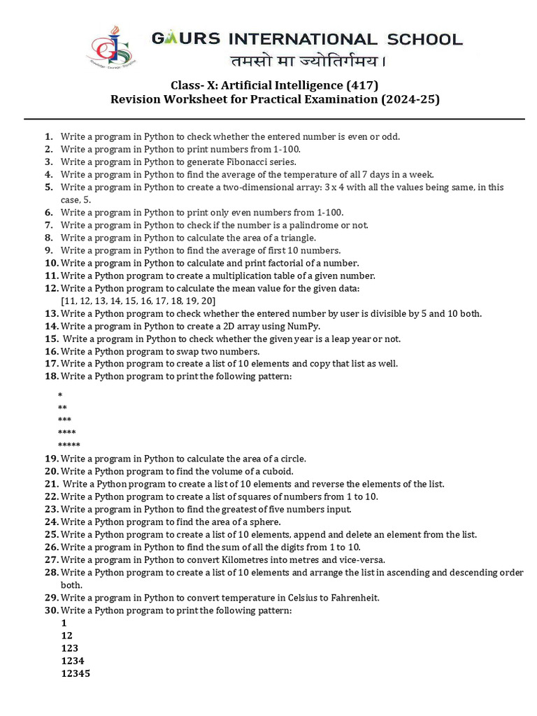Class X Practical Worksheet 202425 | PDF | Area