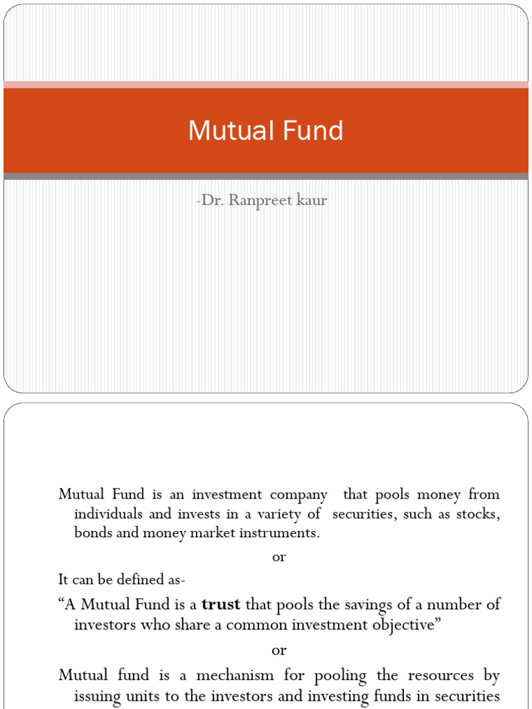 Understanding Mutual Funds and Their Types | PDF | Investment Fund ...
