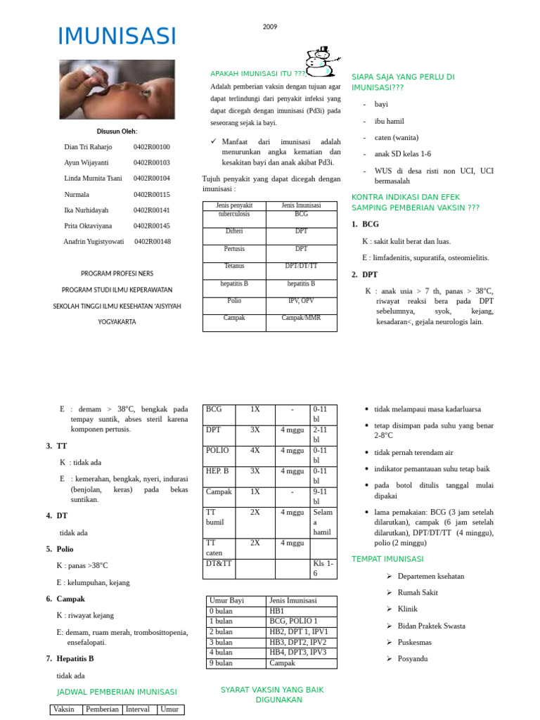 Leaflet Imunisasi Jadi | PDF