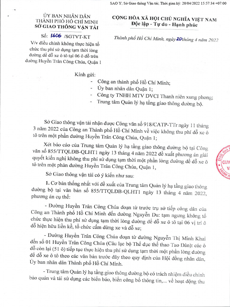 2022-04-20 CV 3606 điều chinh o thu phi duong Huyen Tran Cong Chua | PDF