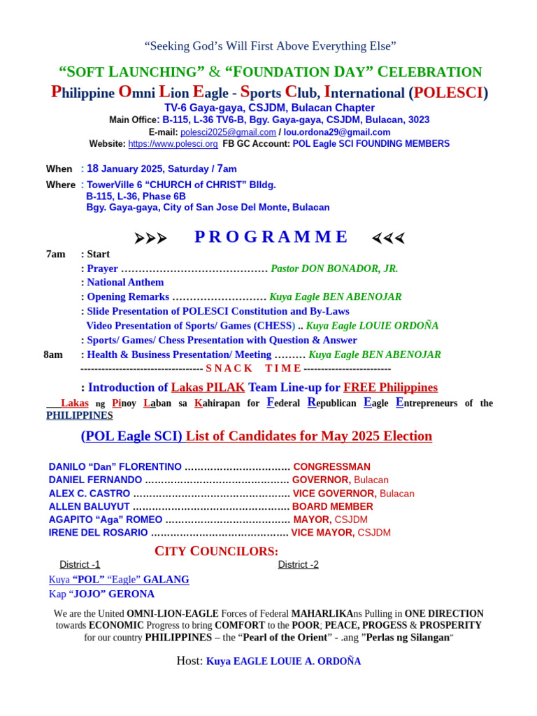 SSoft Launching and Foundation Day PROGRAMME | PDF