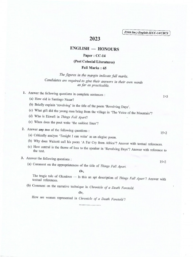 English Honours CC 14 | PDF