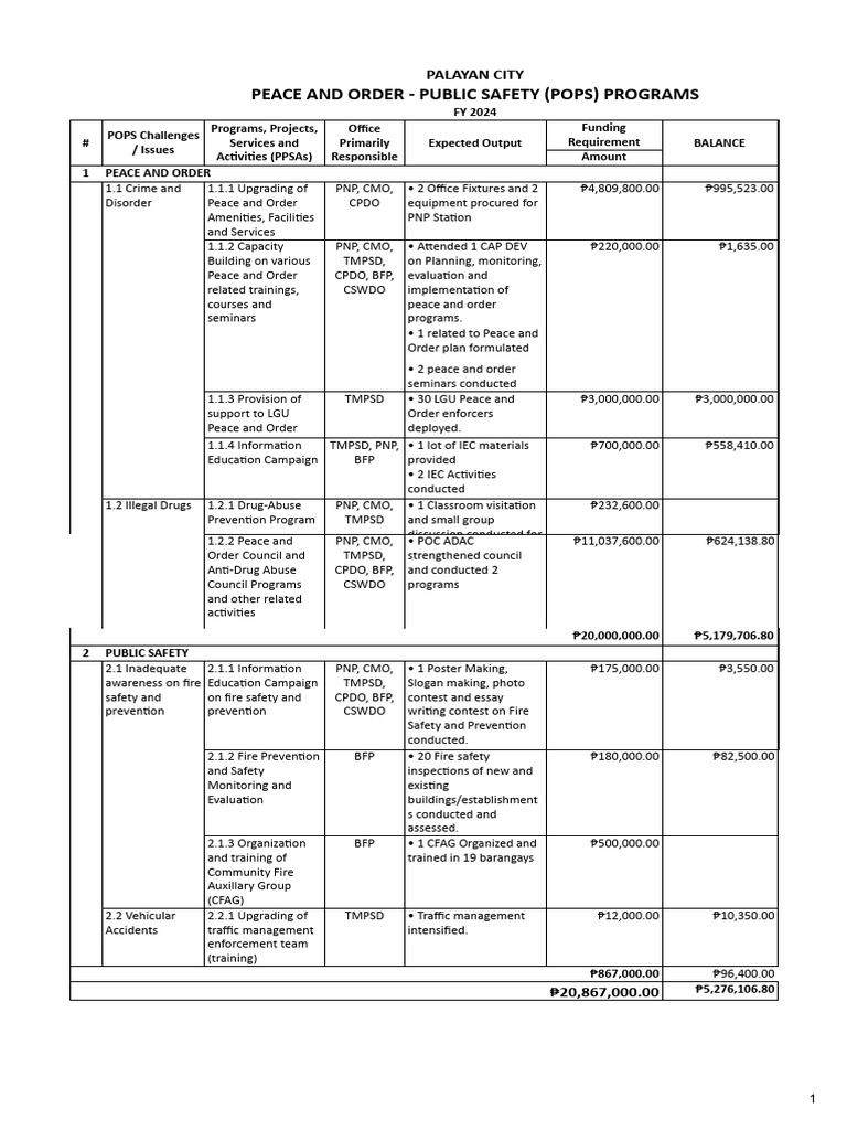 POPS PLAN 2024.xlsx - Google Sheets MAY 14 | PDF
