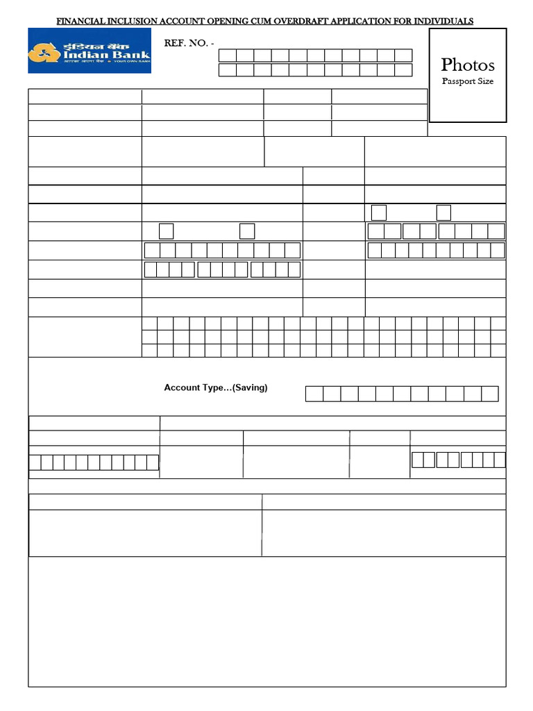 Indian Bank Account Opening Form | PDF