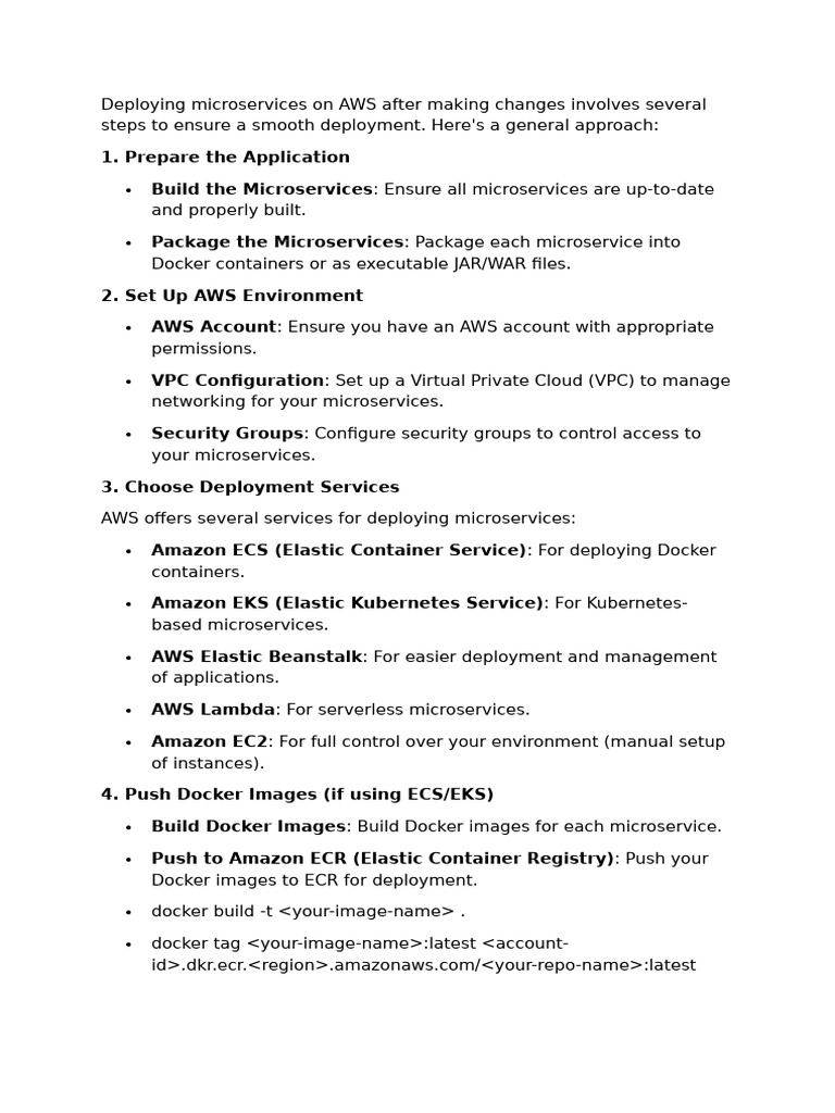 Deploying Microservices On AWS After Making Changes Involves Several Steps To Ensure A Smooth ...