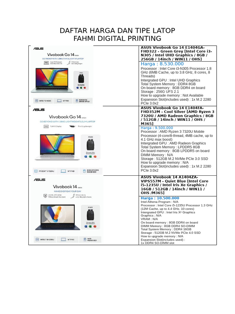 DAFTAR HARGA | PDF | Solid State Drive | Graphics Processing Unit