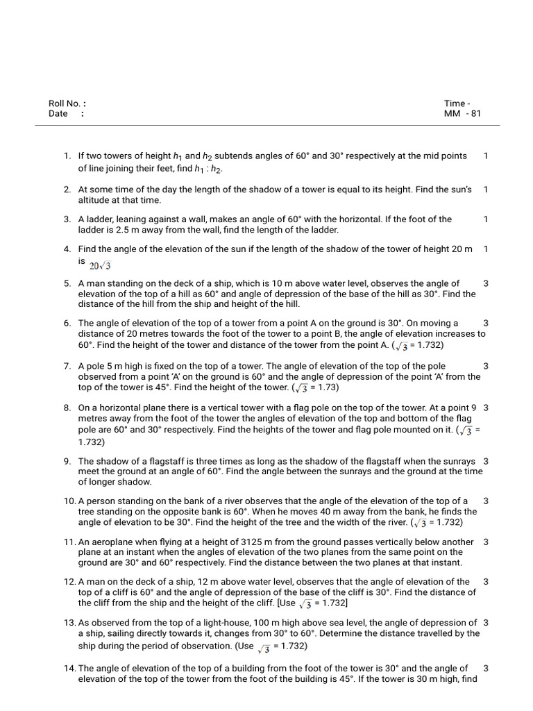 App of trigno | PDF | Angle | Height