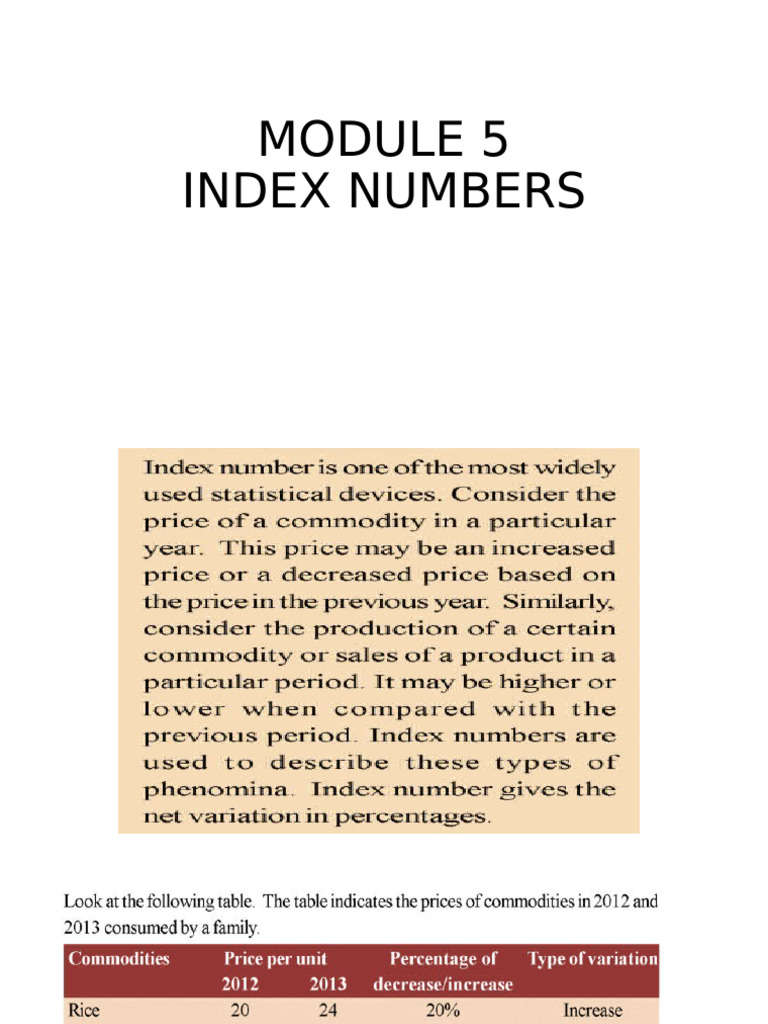 Index Numbers: Construction Methods | PDF