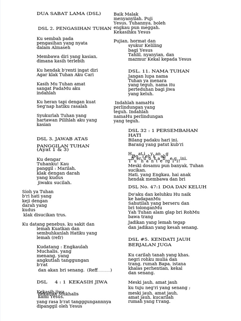 Kumpulan Lirik Dua Sahabat Lama | PDF