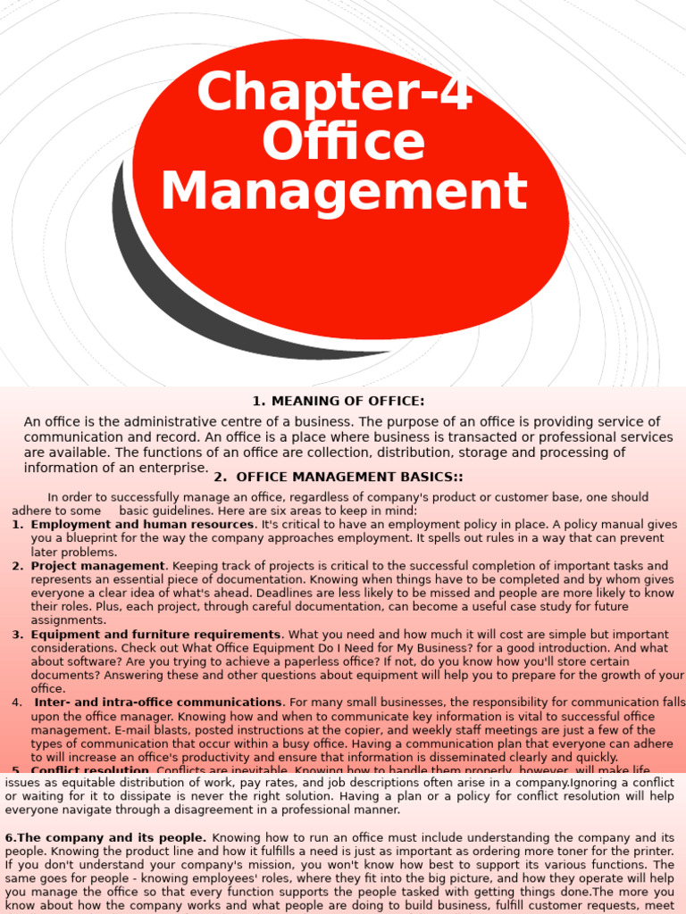 Chapter-4 Office Management | PDF | Information | Communication