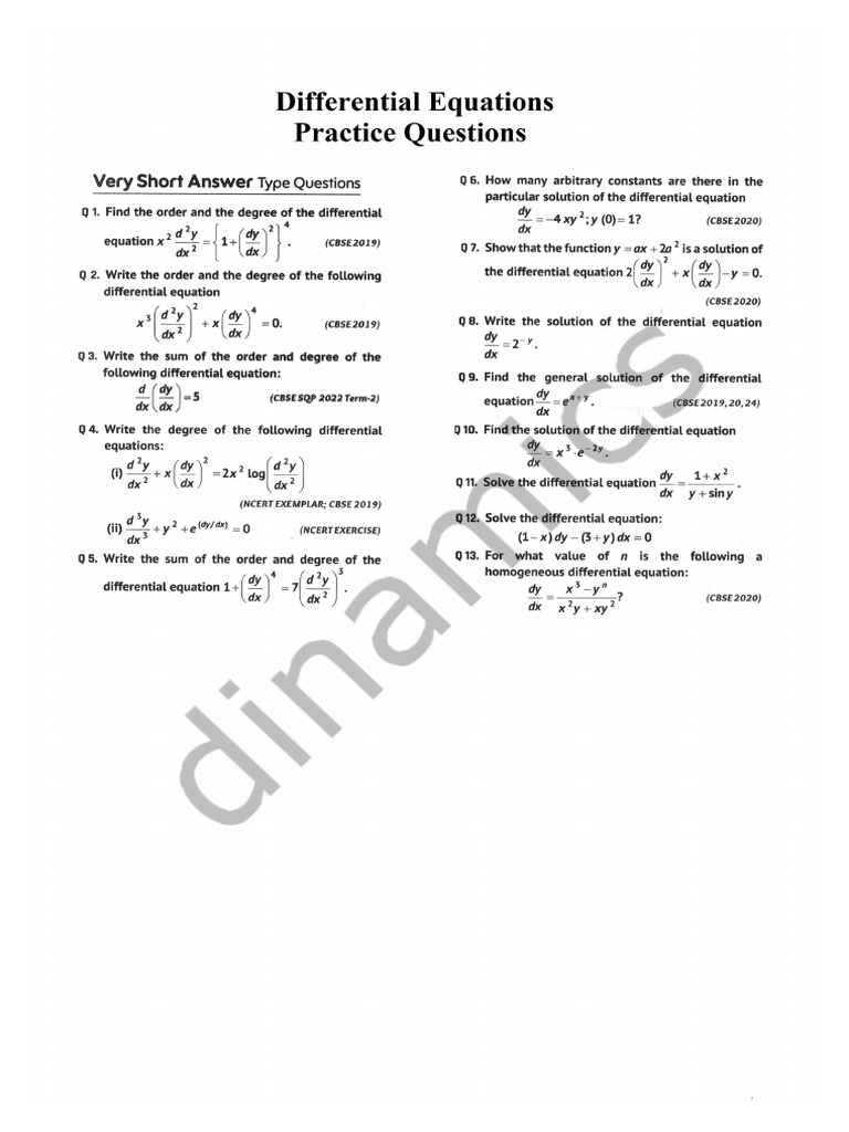 Differential Equations PQWS | PDF