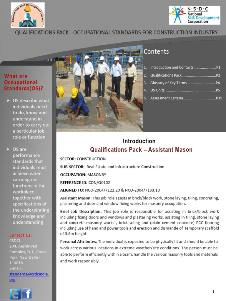 QP - Assistant Mason | PDF | Concrete | Scope (Computer Science)