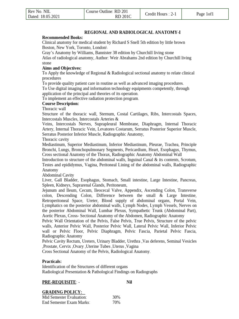 Regional & Radiological Anatomy I | PDF | Abdomen | Pelvis