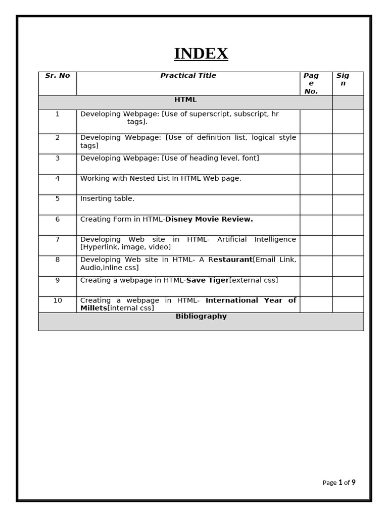 CLASS 10th CA REPORT FILEPractical File Questions 202425 1 | PDF | Html Element | Html