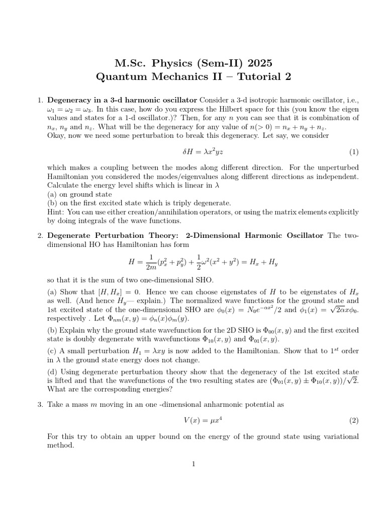 QM_II_2025_2026 (7) | PDF | Perturbation Theory (Quantum Mechanics) | Mathematical Physics