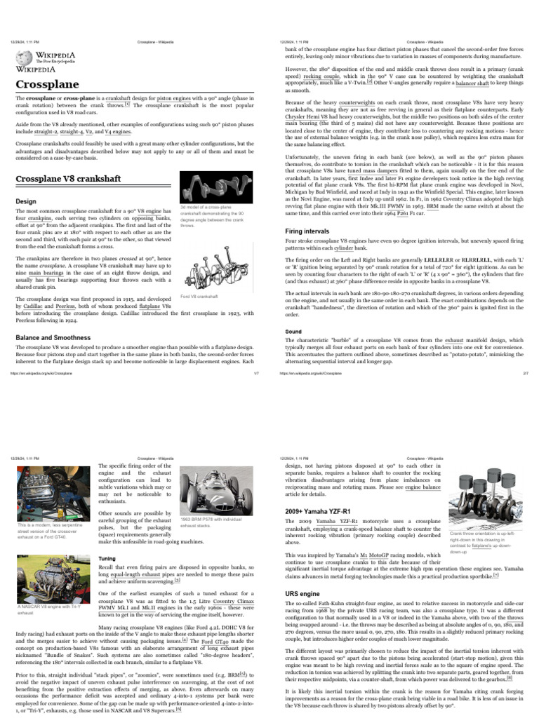 Crossplane Engine | PDF | Vehicles | Vehicle Parts