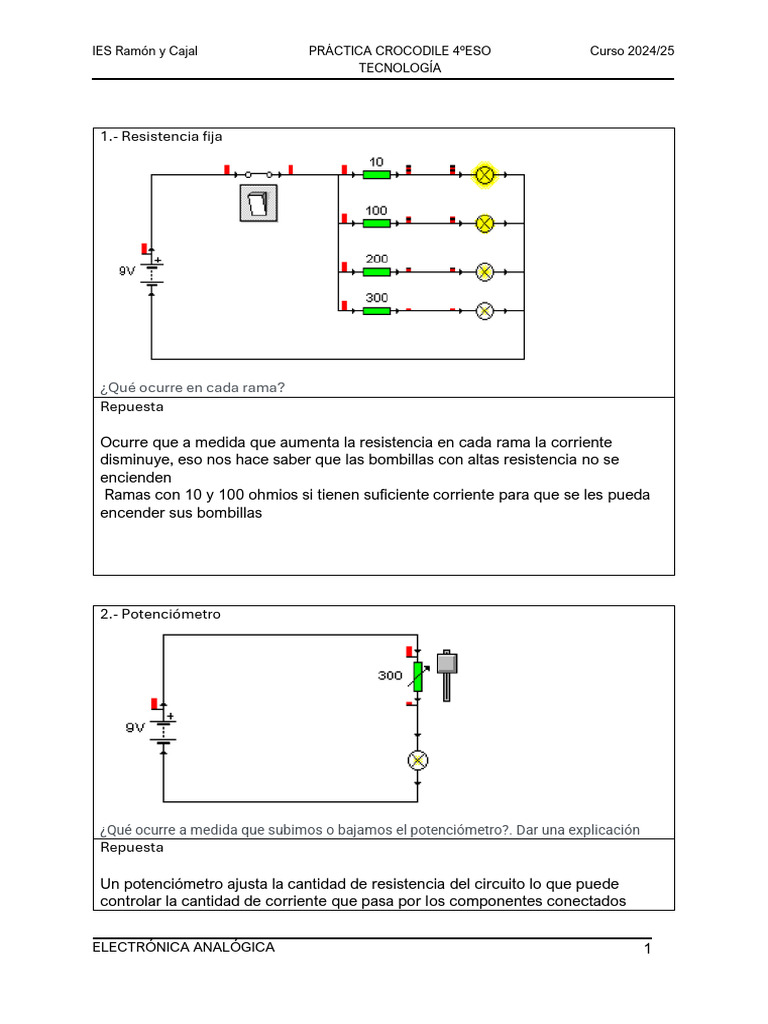 Prácticas Simulador Electrónica Analógica | PDF | Resistor | Transistor