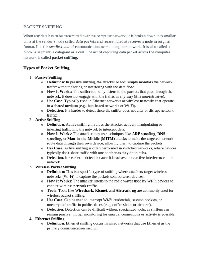 PACKET SNIFFING | PDF | Computer Network | Malware