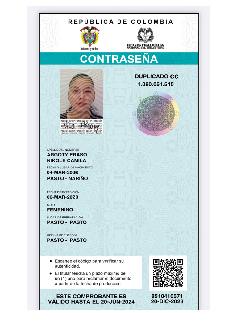 Comprobante de documento en tramite | PDF