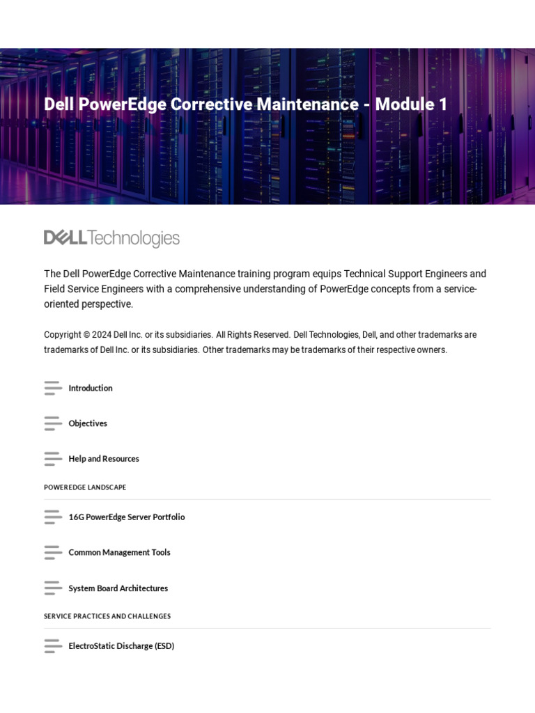 PowerEdge Corrective Maintenance Module1 - Participant Guide | PDF ...