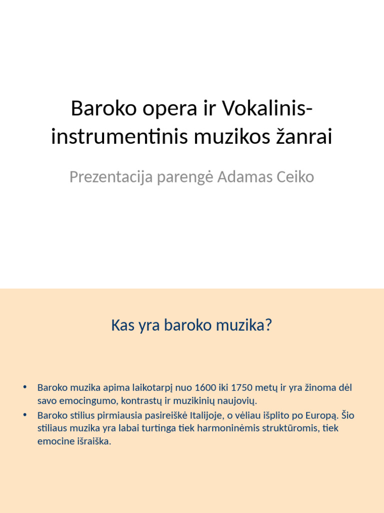 Baroko Muzika Adamas Ceiko Updated | PDF