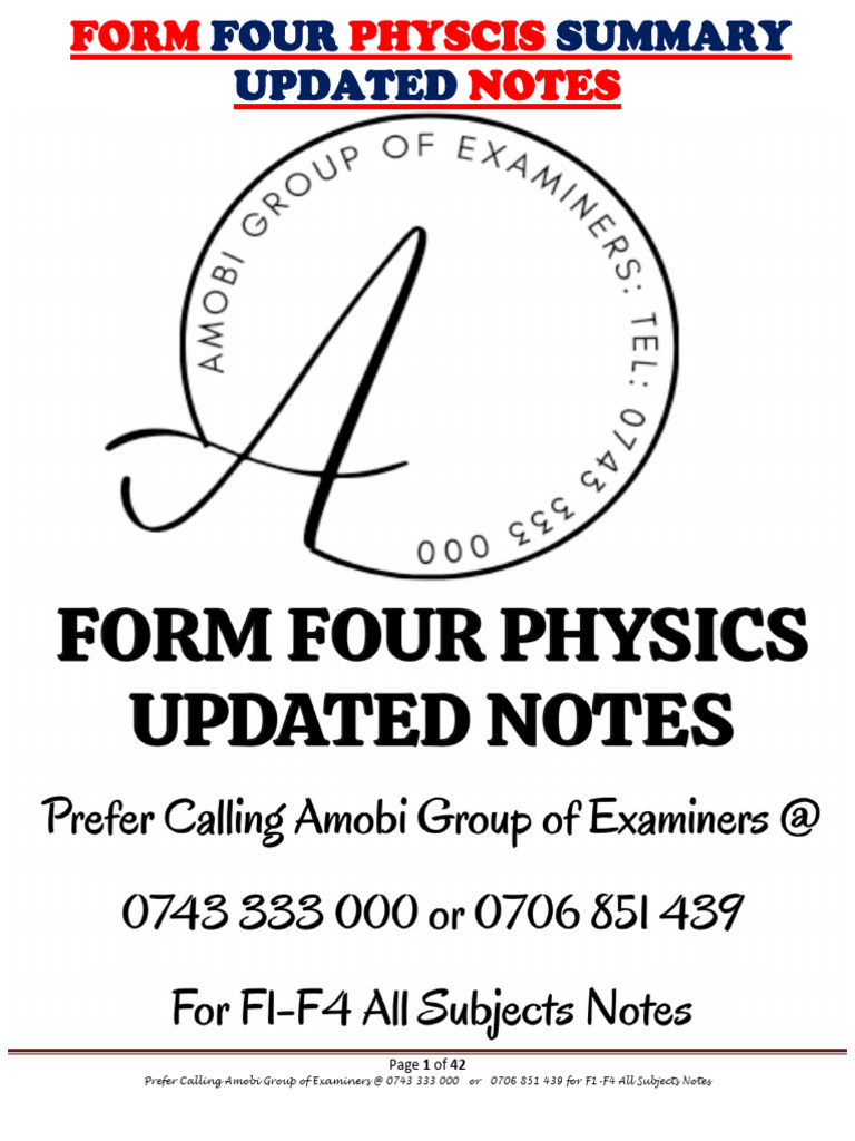 F4 PHY SUMMARY NOTES | PDF | Electromagnetic Radiation ...