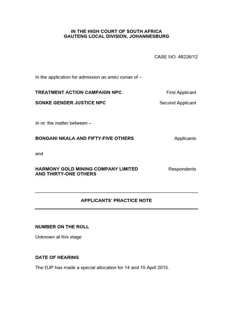 Amici-Curiae-applicants-practice-note | PDF | Amicus Curiae | Justice