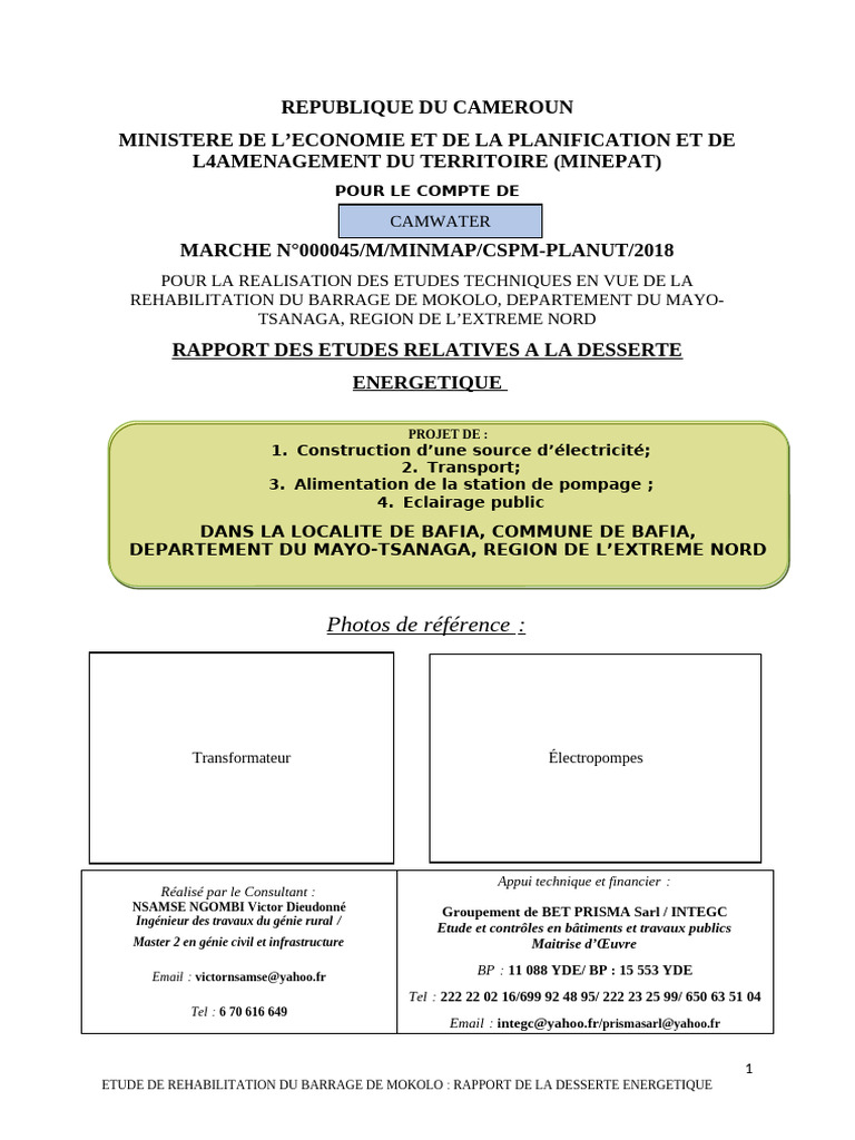 Étude sur la réhabilitation du barrage de Mokolo | PDF | Énergie ...