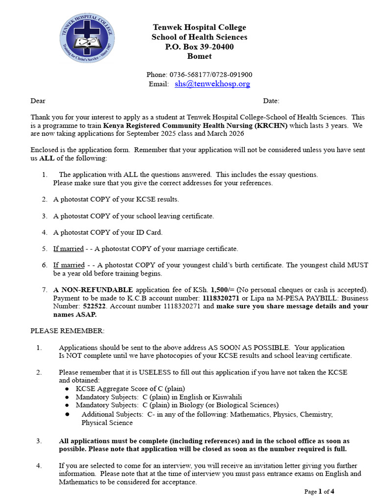 APPLICATION FORM NURSING Rev 2025 | PDF | University And College ...