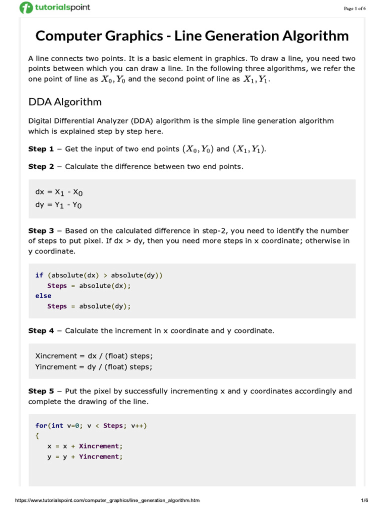 3. Computer Graphics - Line Generation Algorithm | PDF 3. Computer Graphics - Line Generation Algorithm | PDF
