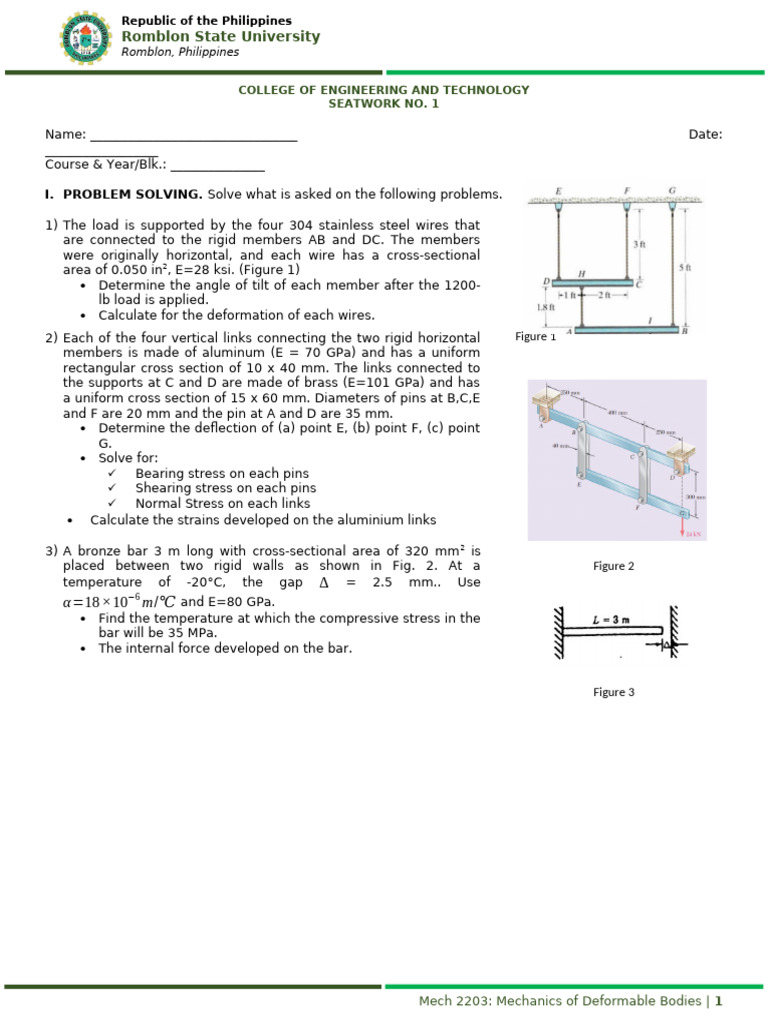 Seatwork No. 1 | PDF
