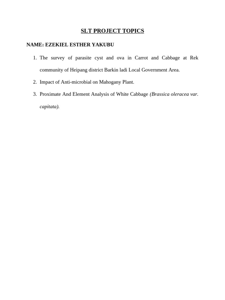 Chemistry SLT Project Topics Overview | PDF
