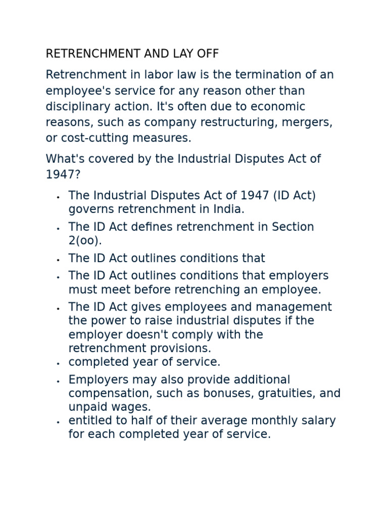 retrenchment | PDF | Layoff | Employment