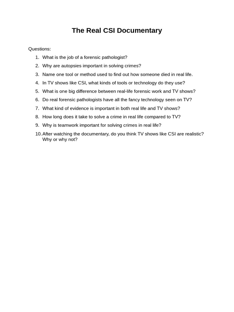 The Real CSI Documentary | PDF