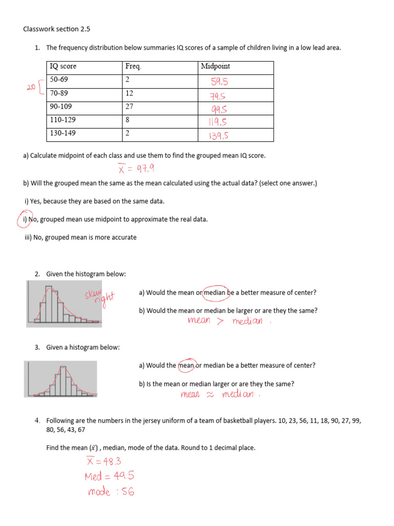 Classwork Section 2.5 | PDF