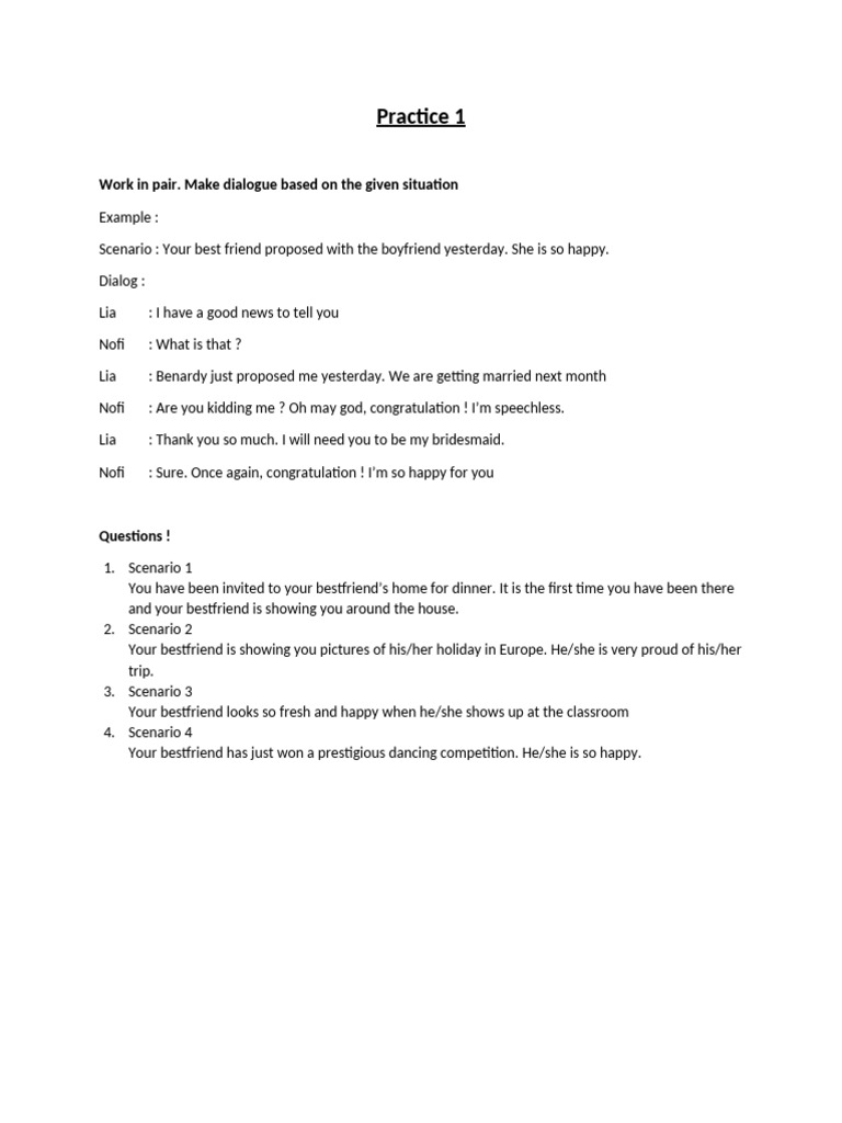 Practice 1 ( congratulation ) | PDF