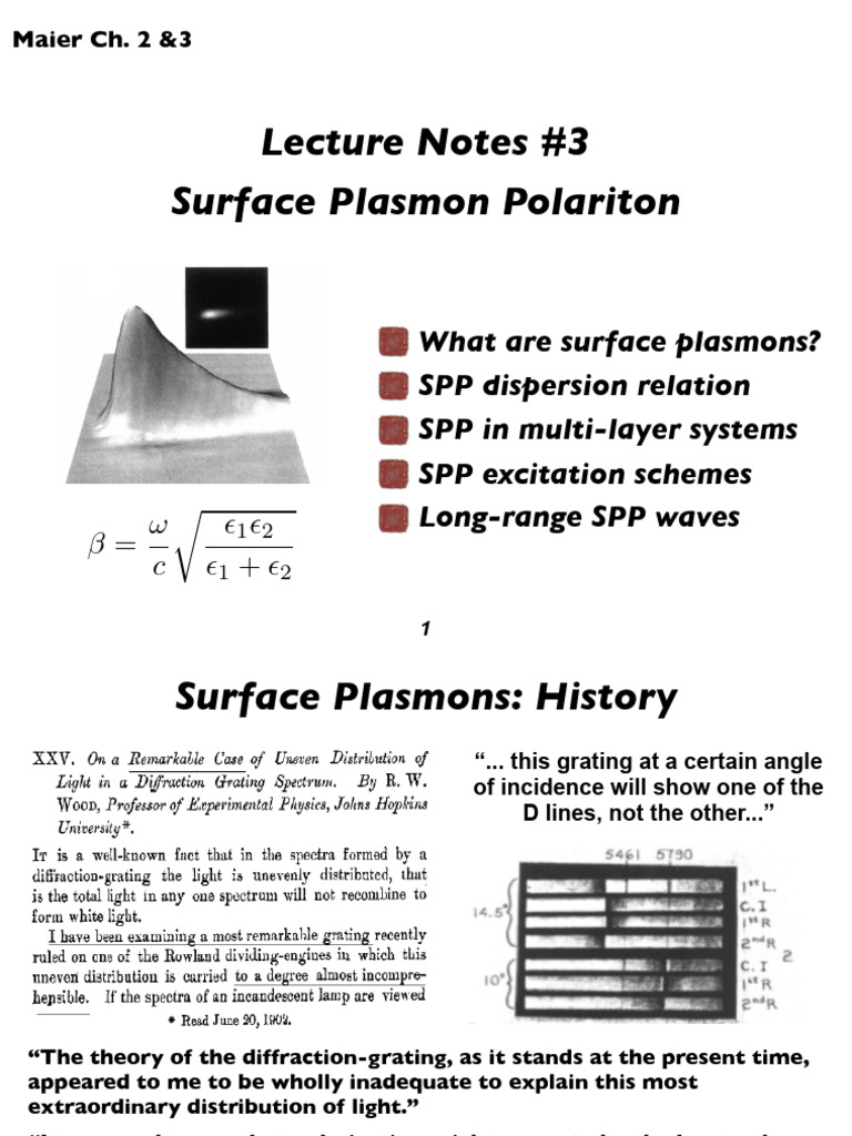 Ch3 Surface Plasmons (Filled) | PDF | Plasmon | Waves