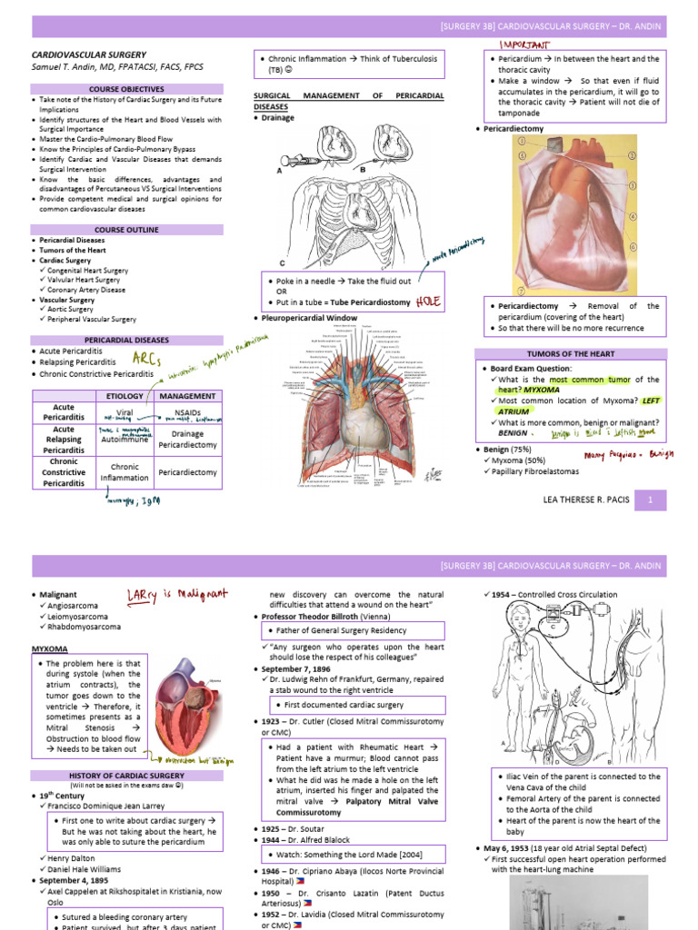(Surg 3B) TCVS 1 and 2-Dr. Andin (Lea Pacis) | PDF | Heart | Heart Valve