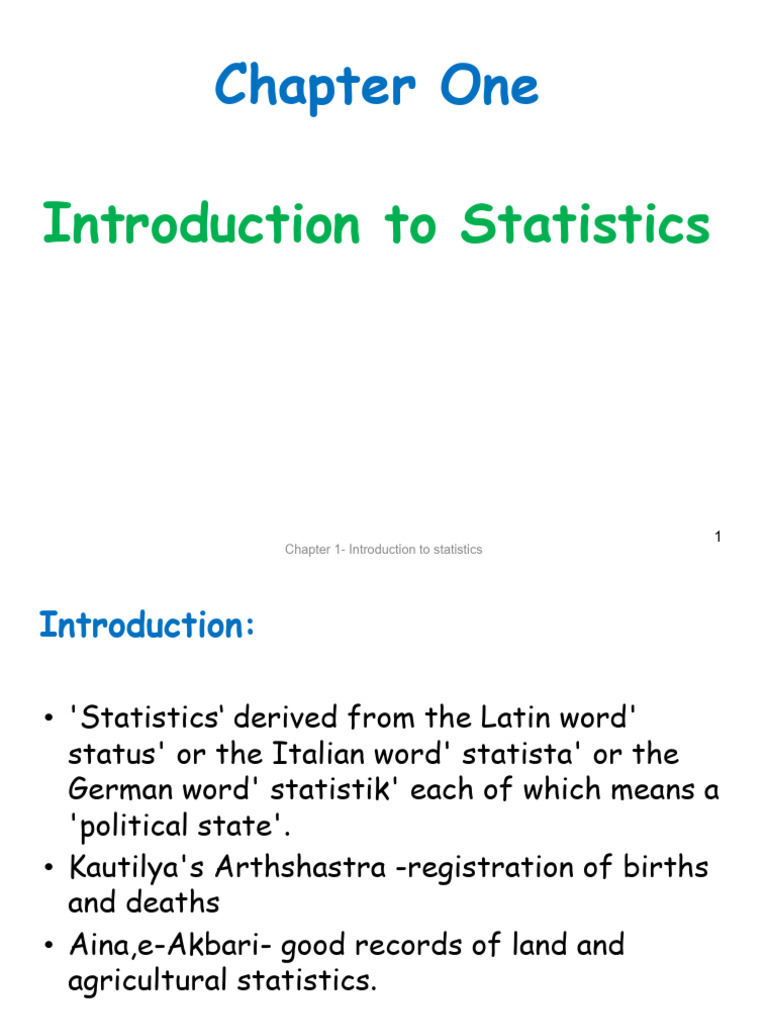 Chapter1-Introduction To Statistics | PDF | Mean | Statistics