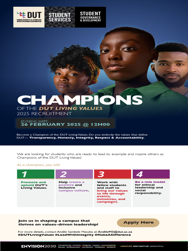 3214 - Champion Of The DUT Living Values Recrueitment Poster | PDF