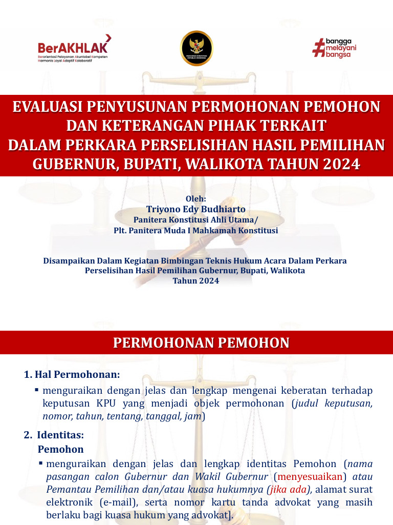 Evaluasi Penyusuna Permohonan Pemohon Da Keterangan Pihak Terkait | PDF