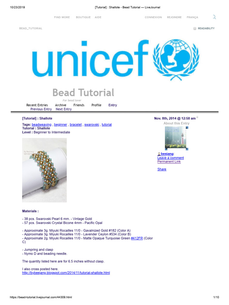 (Tutorial) - Shallote - Bead Tutorial - LiveJournal | PDF | Crafts | Notions (Sewing)