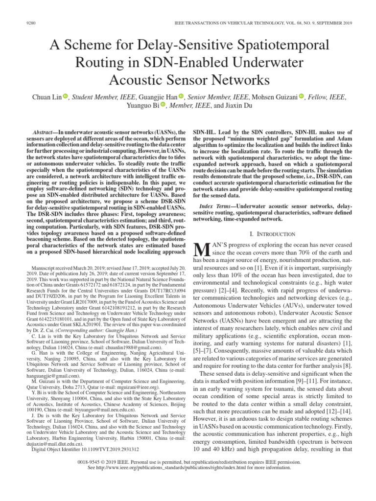A Scheme For Delay Sensitive Spatiotemporal Routing In Sdn Enabled Underwater Acoustic Sensor
