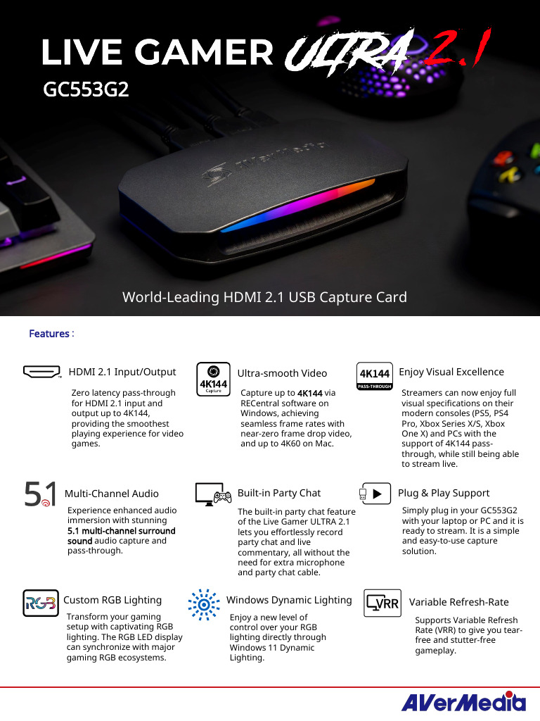 GC553G2 Live Gamer Ultra 2.1 Datasheet EN 2024 | PDF | Hdmi | Computer Hardware