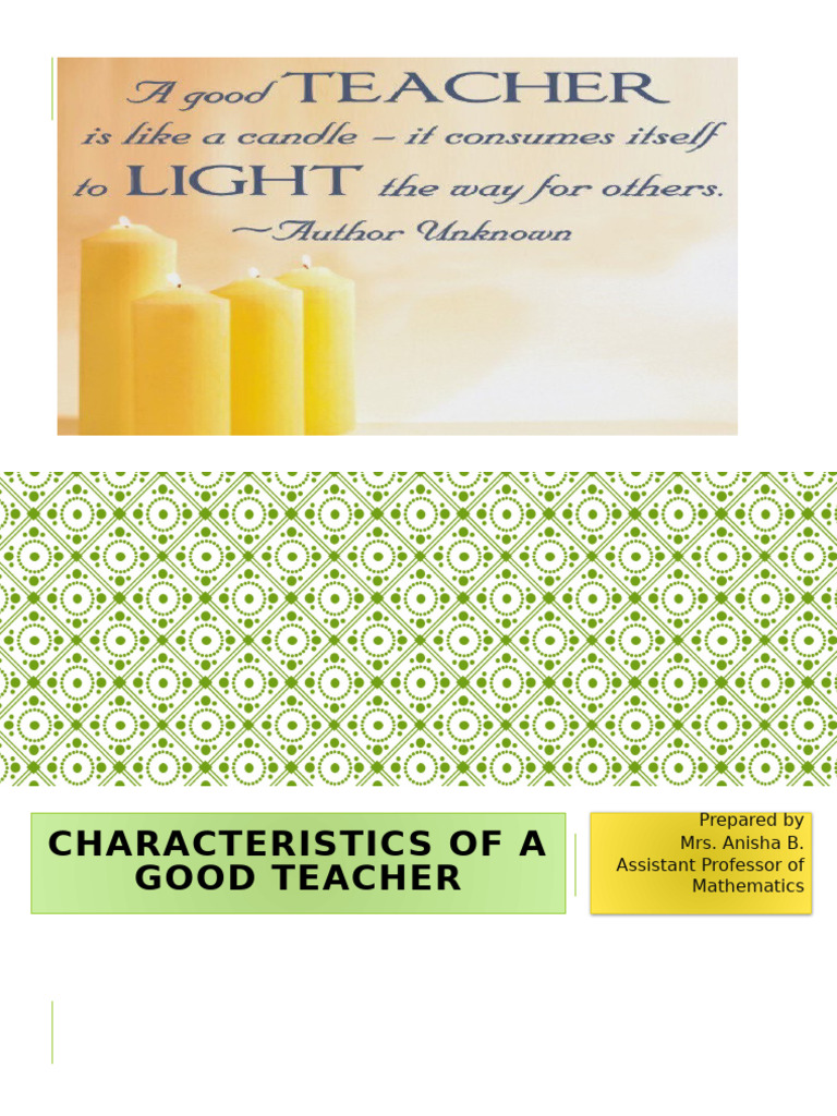 Characteristics of Good Teacher | PDF | Teachers | Learning