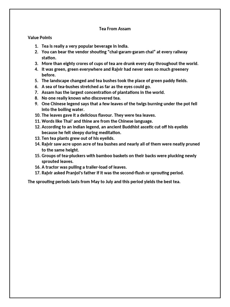 Summary of Tea from Assam | PDF